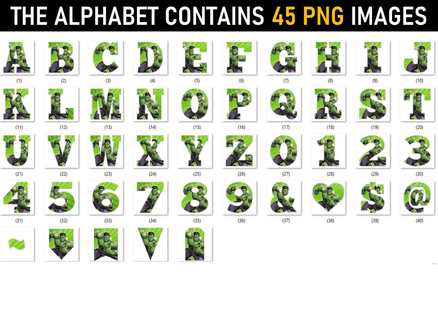 Hulk Alphabet Letters png - MR ALPHABETS