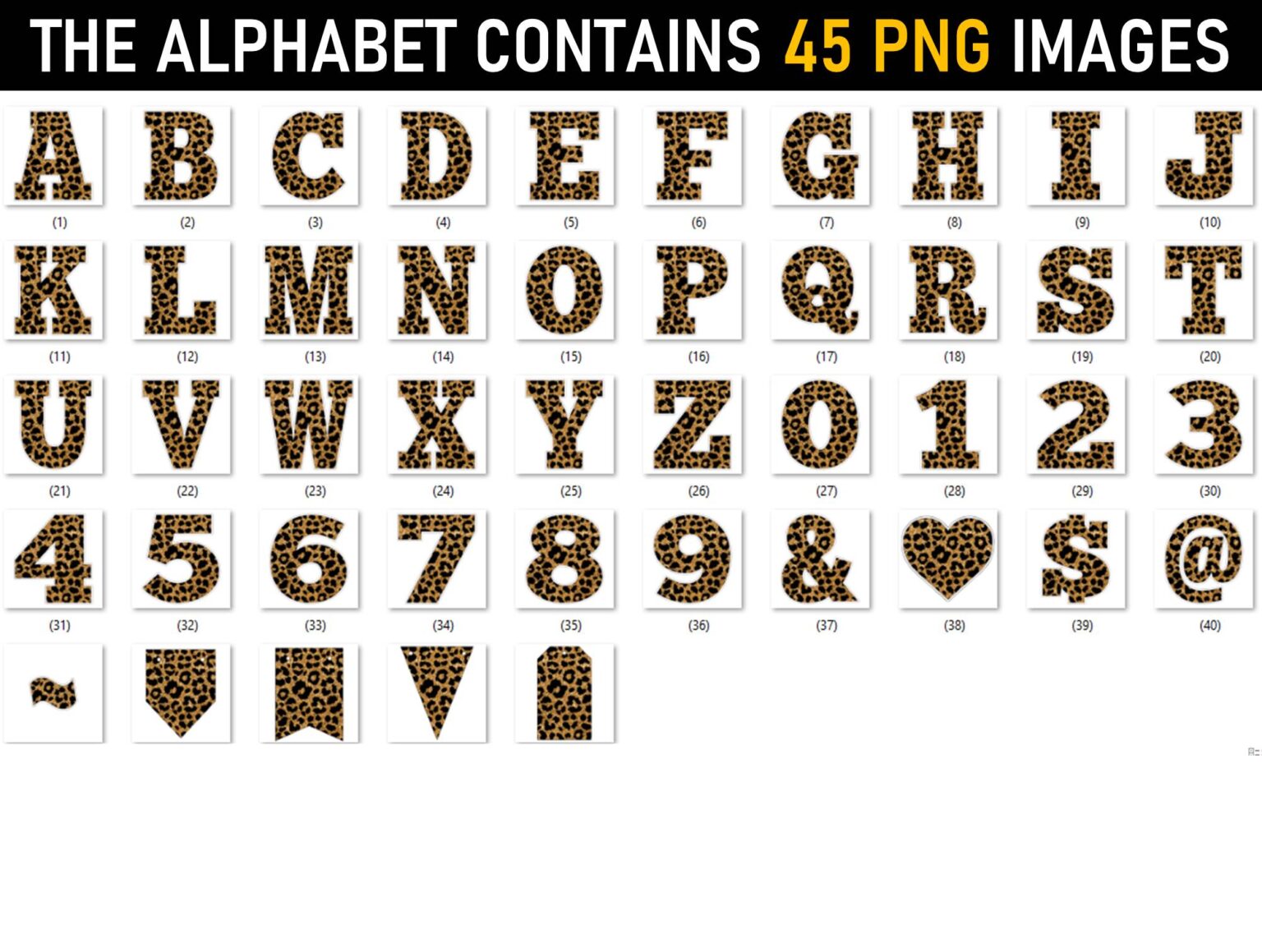 Leopard Gold Alphabet Letters png - MR ALPHABETS