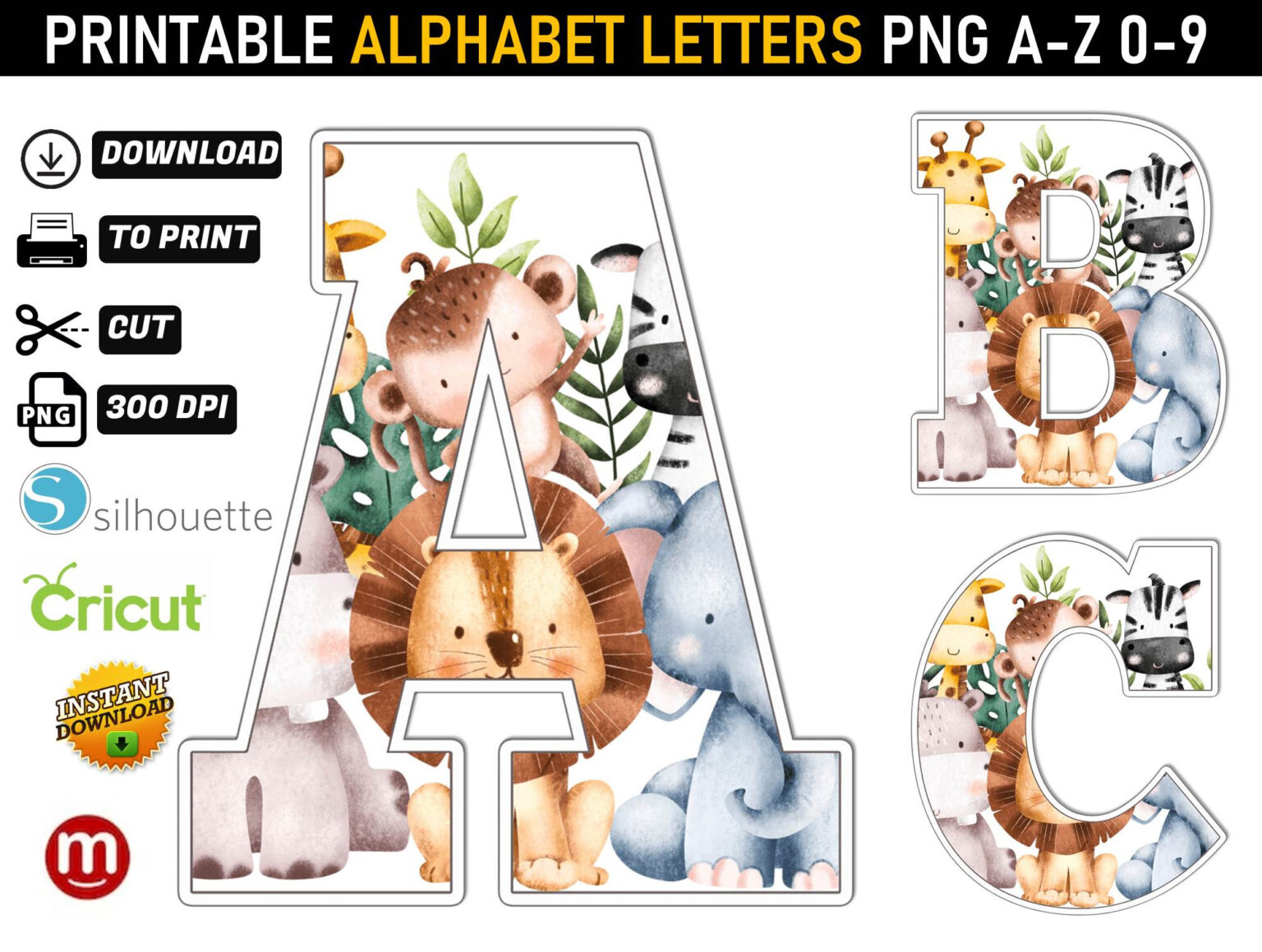 Safari Alphabet Letters png 4 - MR ALPHABETS