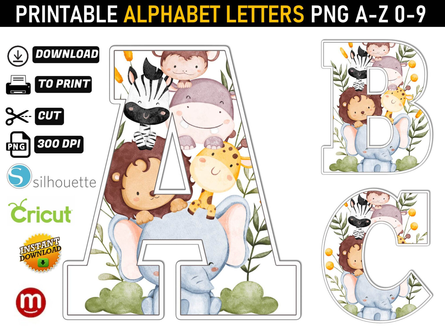 Pink Safari Alphabet Letters png - MR ALPHABETS