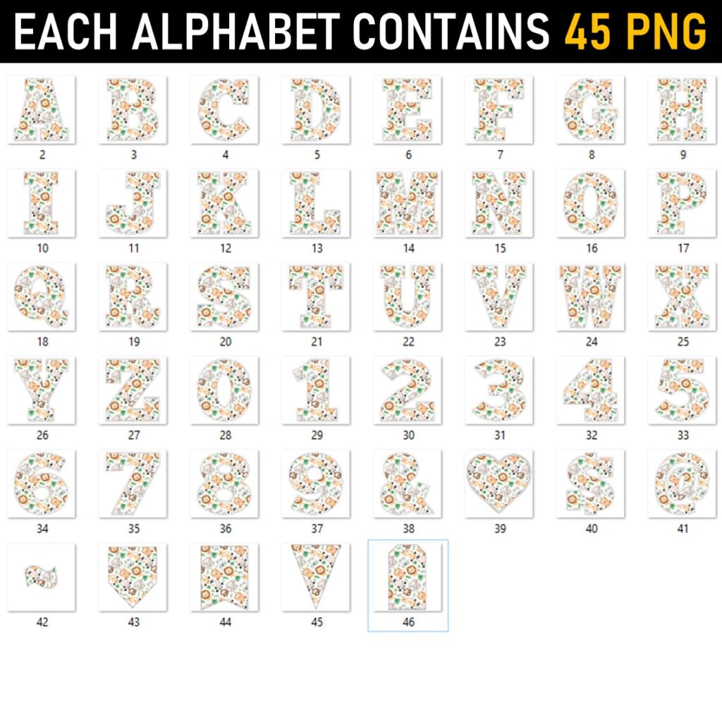 Safari Alphabet Letters png 4 - MR ALPHABETS