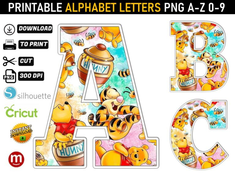 Winnie the Pooh Alphabet Letters png - MR ALPHABETS