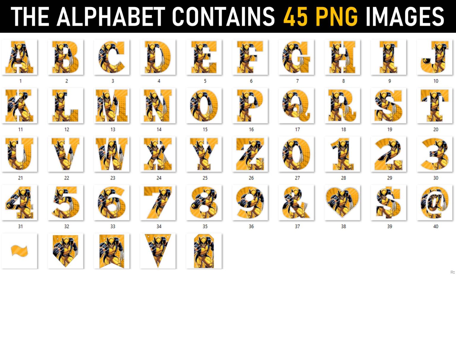 Wolverine Alphabet Letters png - MR ALPHABETS