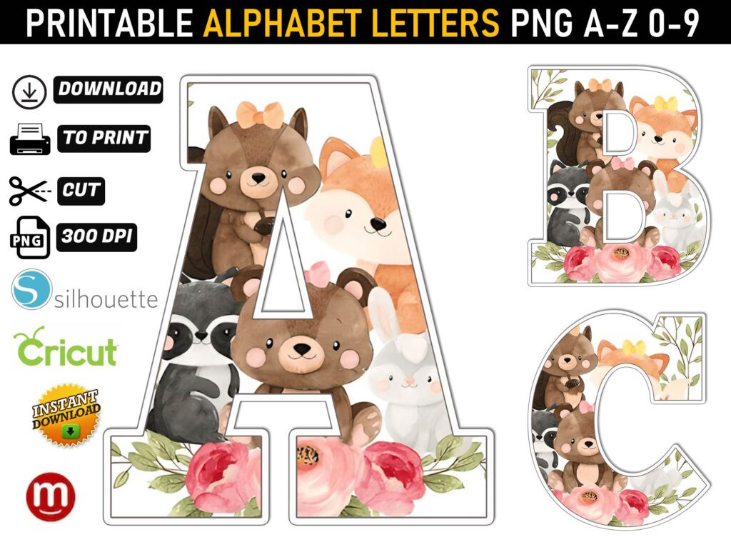 Woodland Girl Alphabet Letters png - MR ALPHABETS