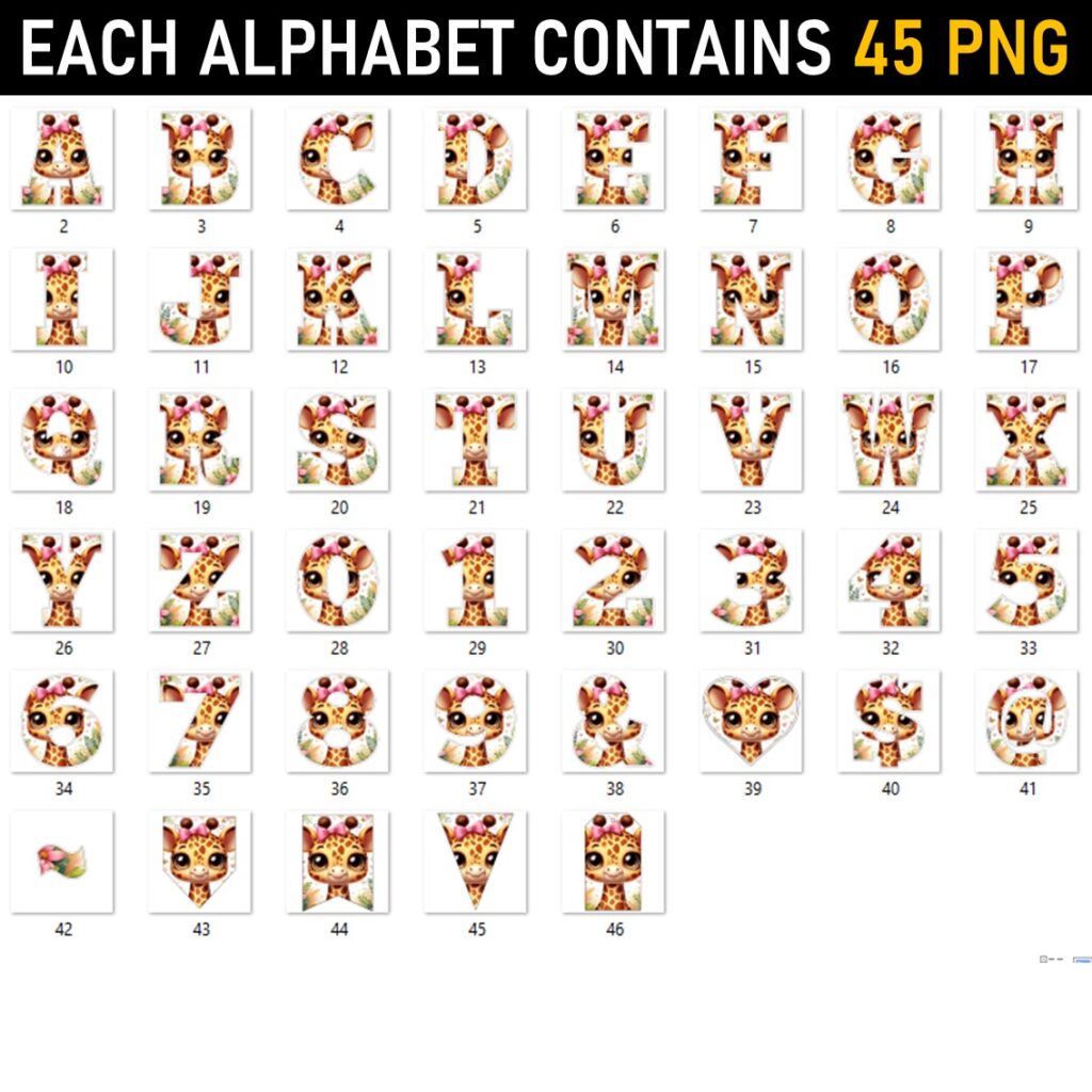 Giraffe Alphabet Letters png 8 - MR ALPHABETS