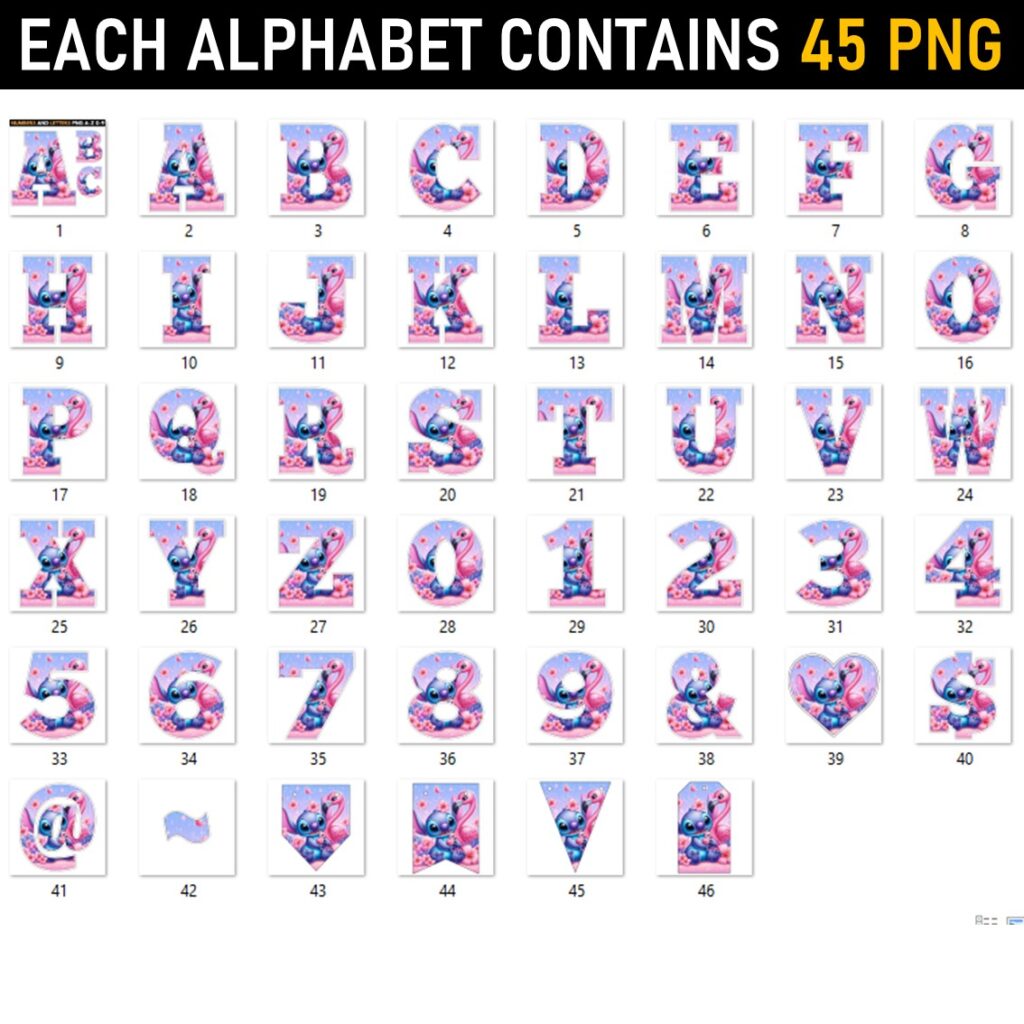 Stitch Alphabet Letters png New 2 - MR ALPHABETS